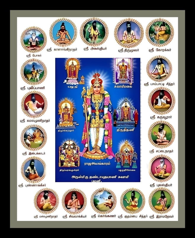 18 Siddhargal Wall Photo Frame with Arupadai God Murugan-Premium 7 x 9 ...