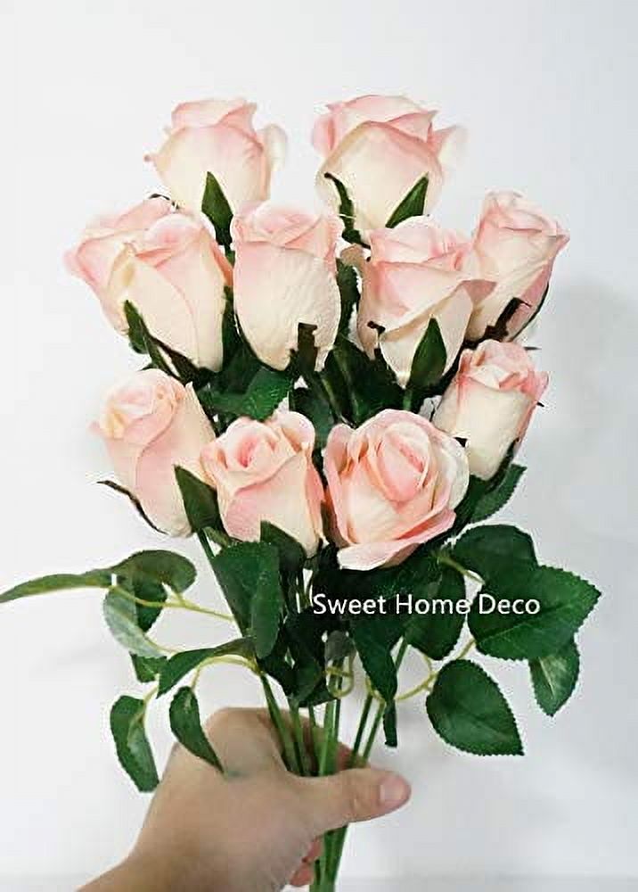18'' Silk Rose Bud Artificial Flower Bush (12 Stems/12 Flowers) Wedding ...