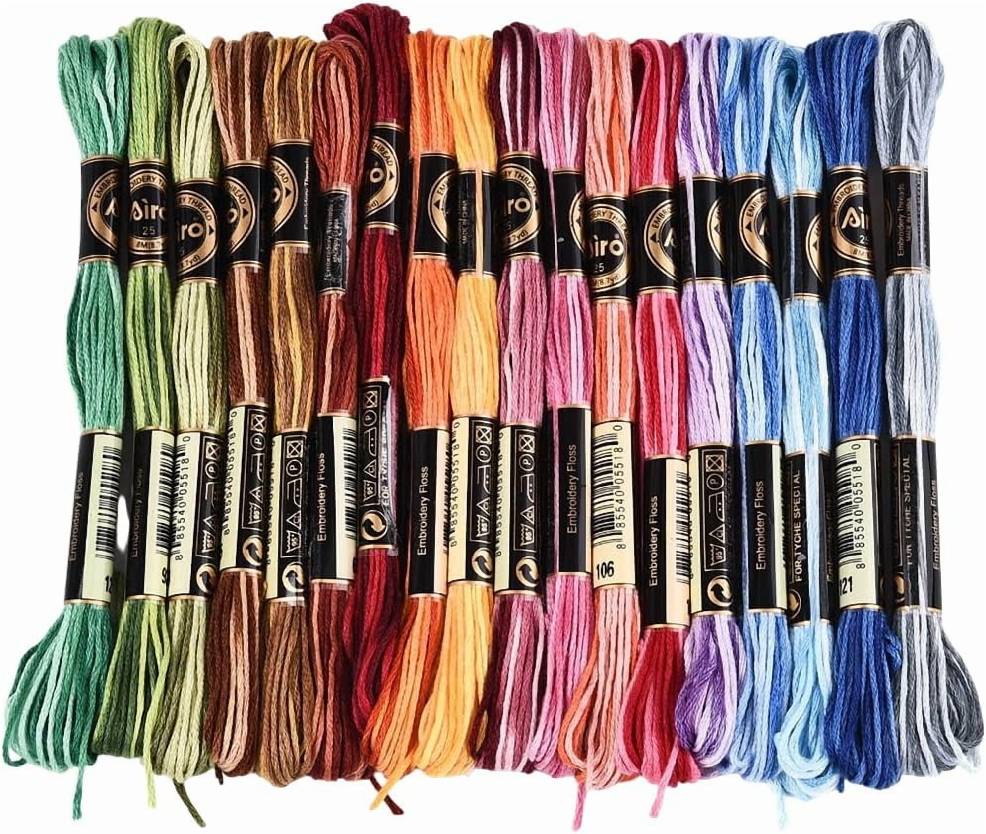 18 Skeins 6 Strands Colorful Variegated Embroidery Floss Rainbow Color ...