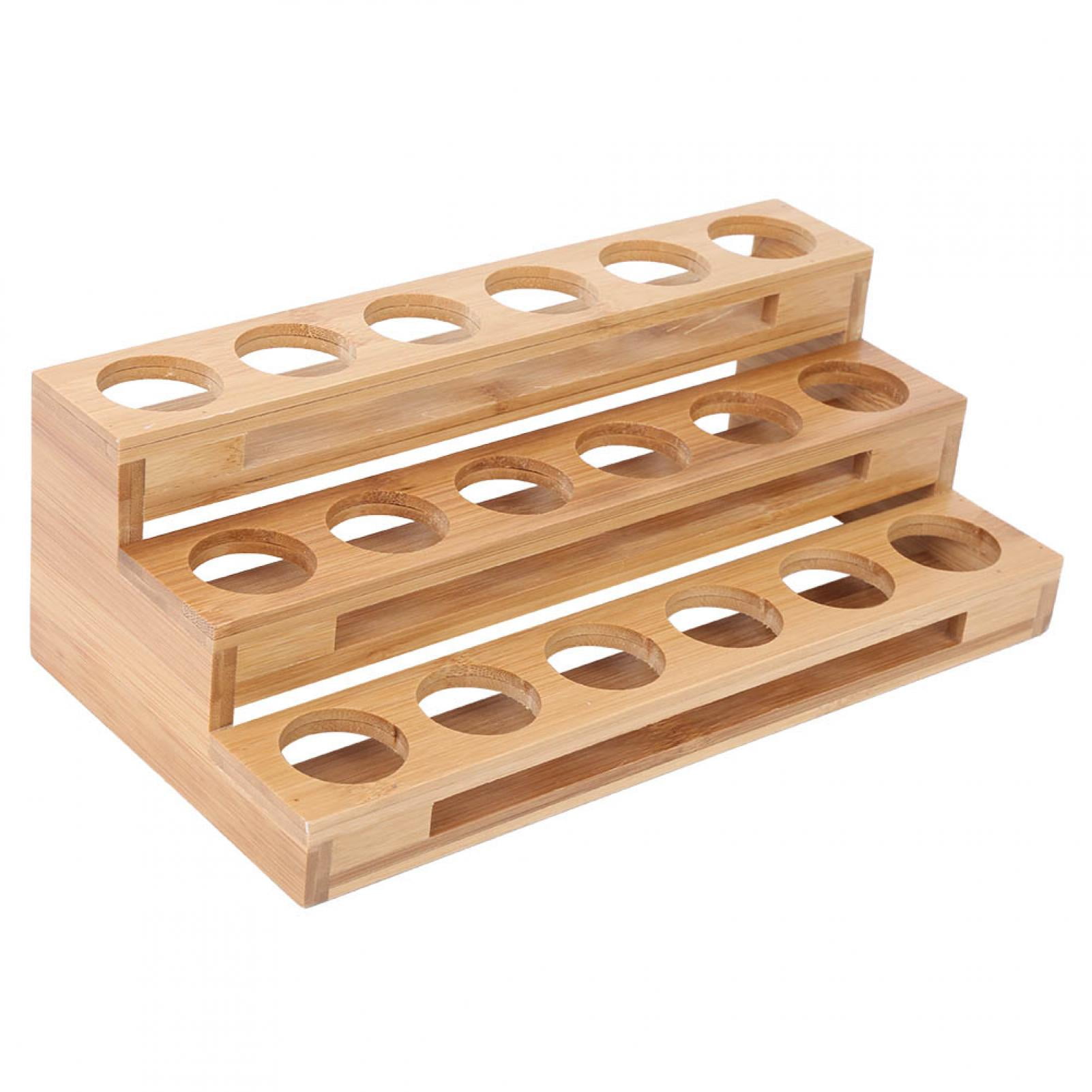 18 Slots Wooden Essential Oil Organizer, Nail Polish Shelf, Durable ...