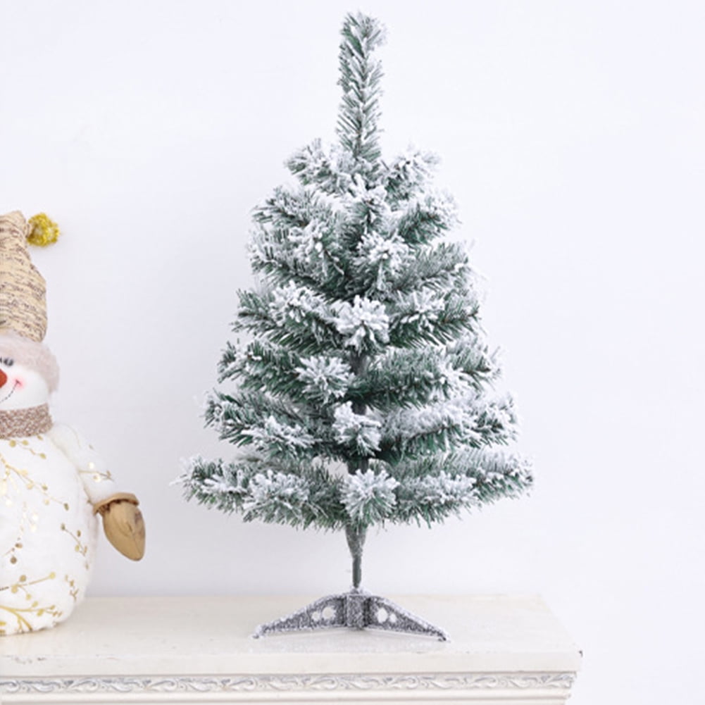 18" Snowy Mini Christmas Tree, Snow Flocked Artificial Pine Tree ...