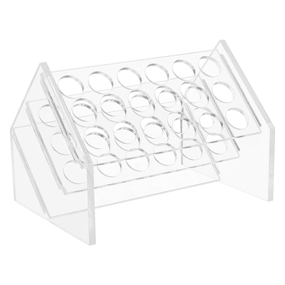 18 Sockets Slant Acrylic Test Tube Holder Rack 0.7 Inch Hole Clear ...