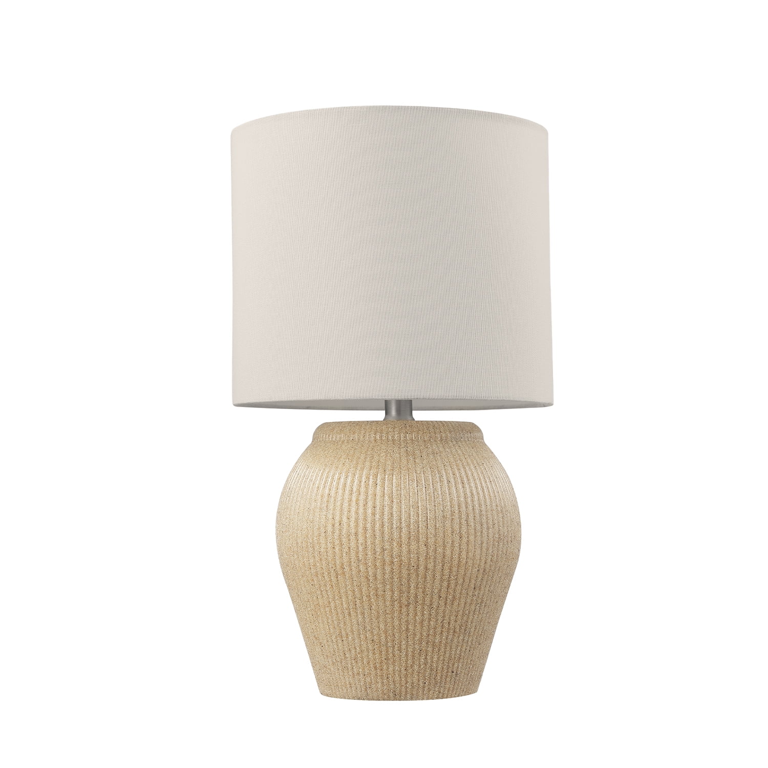 18" Soft Beige Ceramic Table Lamp with White Linen Shade - Walmart.com