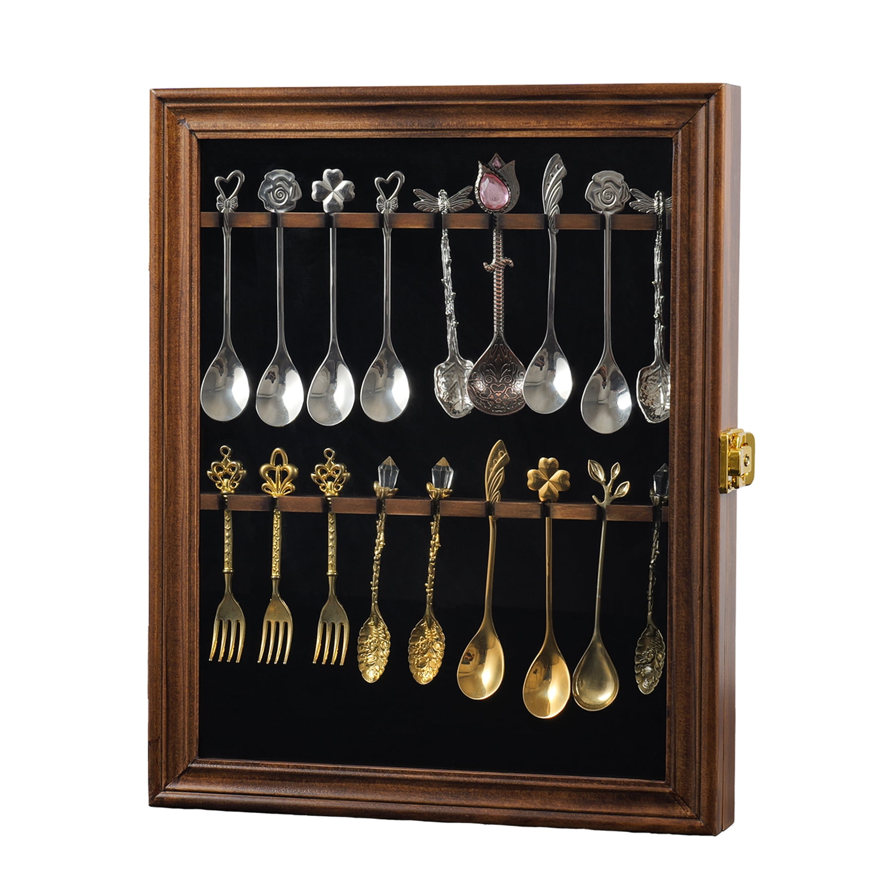 18 Souvenir Tea Spoon Display Case Wall Mount Lockable UV Protection ...