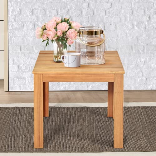 18” Square Patio Table, Acacia Wood Adirondack Side Table, Outdoor End ...