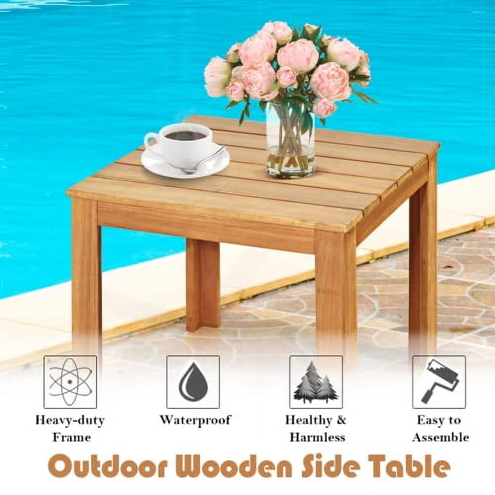 18” Square Patio Table, Acacia Wood Adirondack Side Table, Outdoor End ...