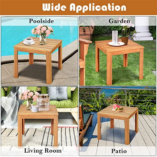 18” Square Patio Table, Acacia Wood Adirondack Side Table, Outdoor End ...
