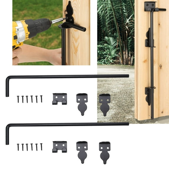 18" Steel Gate Drop Rod with Ground Latch, Heavy Duty Cane Bolt for ...