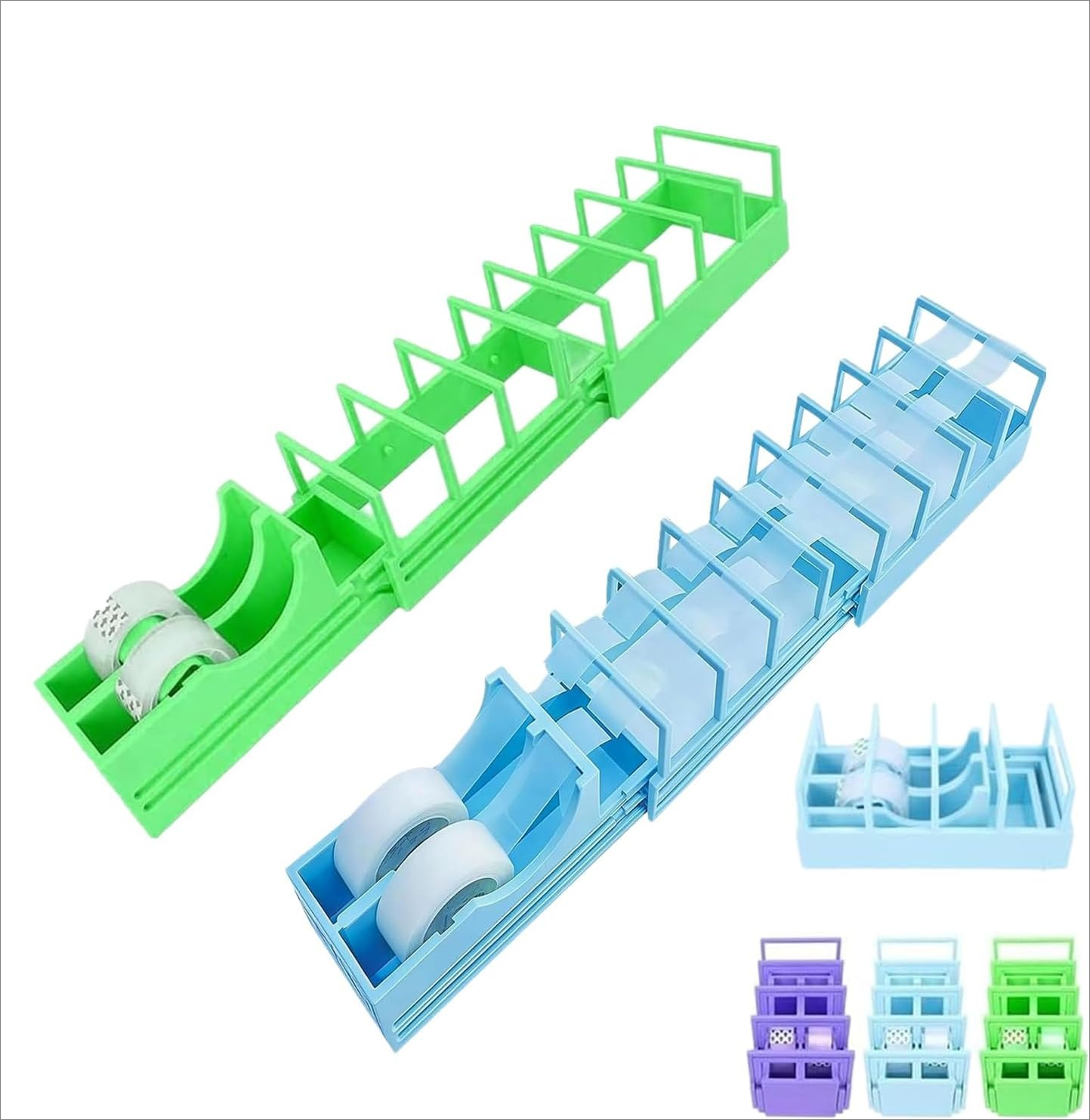 18 Strip Tape Dispenser, Foldable Double Roll Tapes Dispensers, Pre-Cut ...