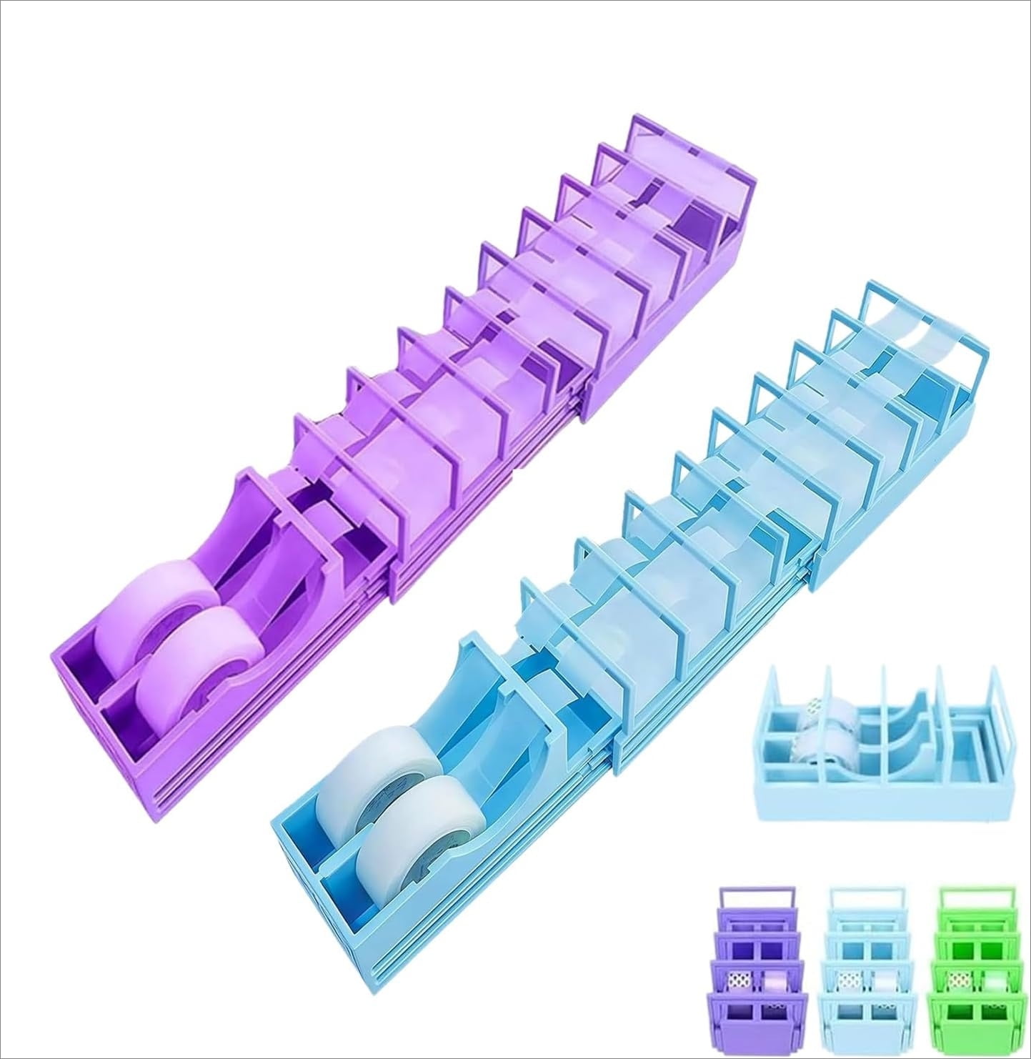 18 Strip Tape Dispenser, Foldable Double Roll Tapes Dispensers, Pre-Cut ...