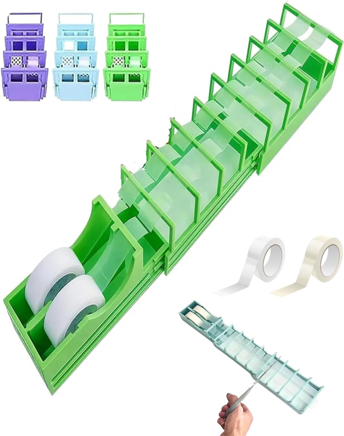 18 Strip Tape Dispenser, Portable Foldable Double Roll Tapes Dispensers ...