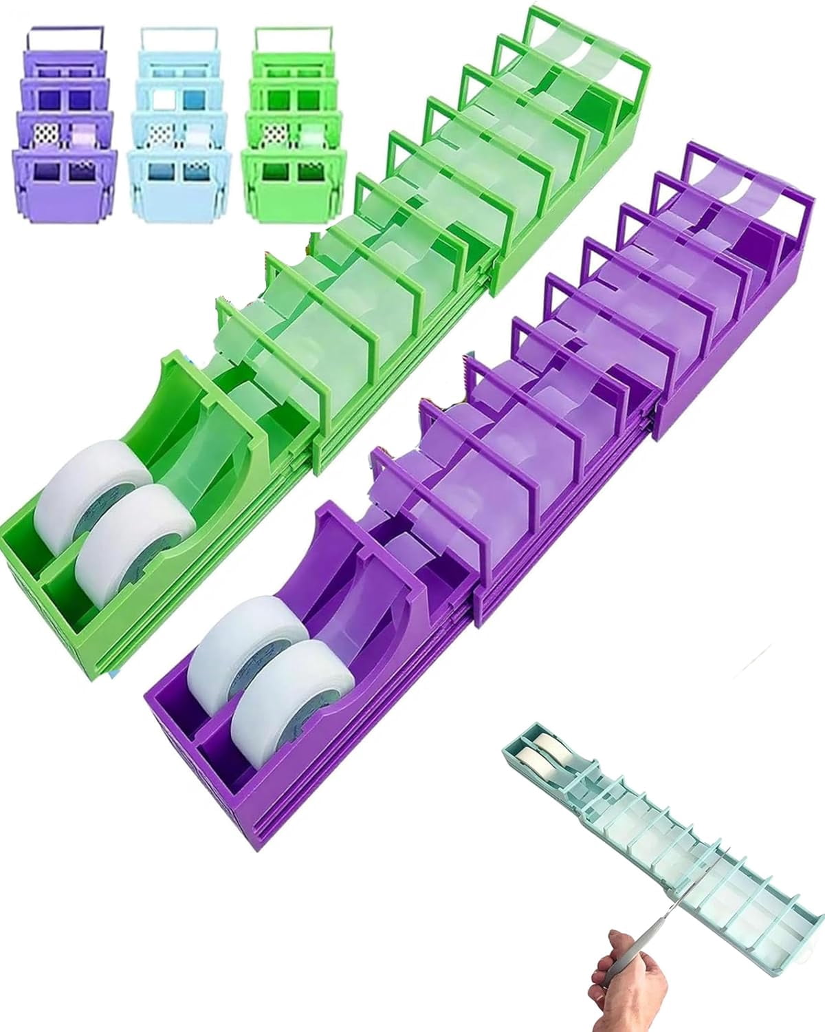 18 Strip Tape Dispenser, Portable Foldable Double Roll Tapes Dispensers ...