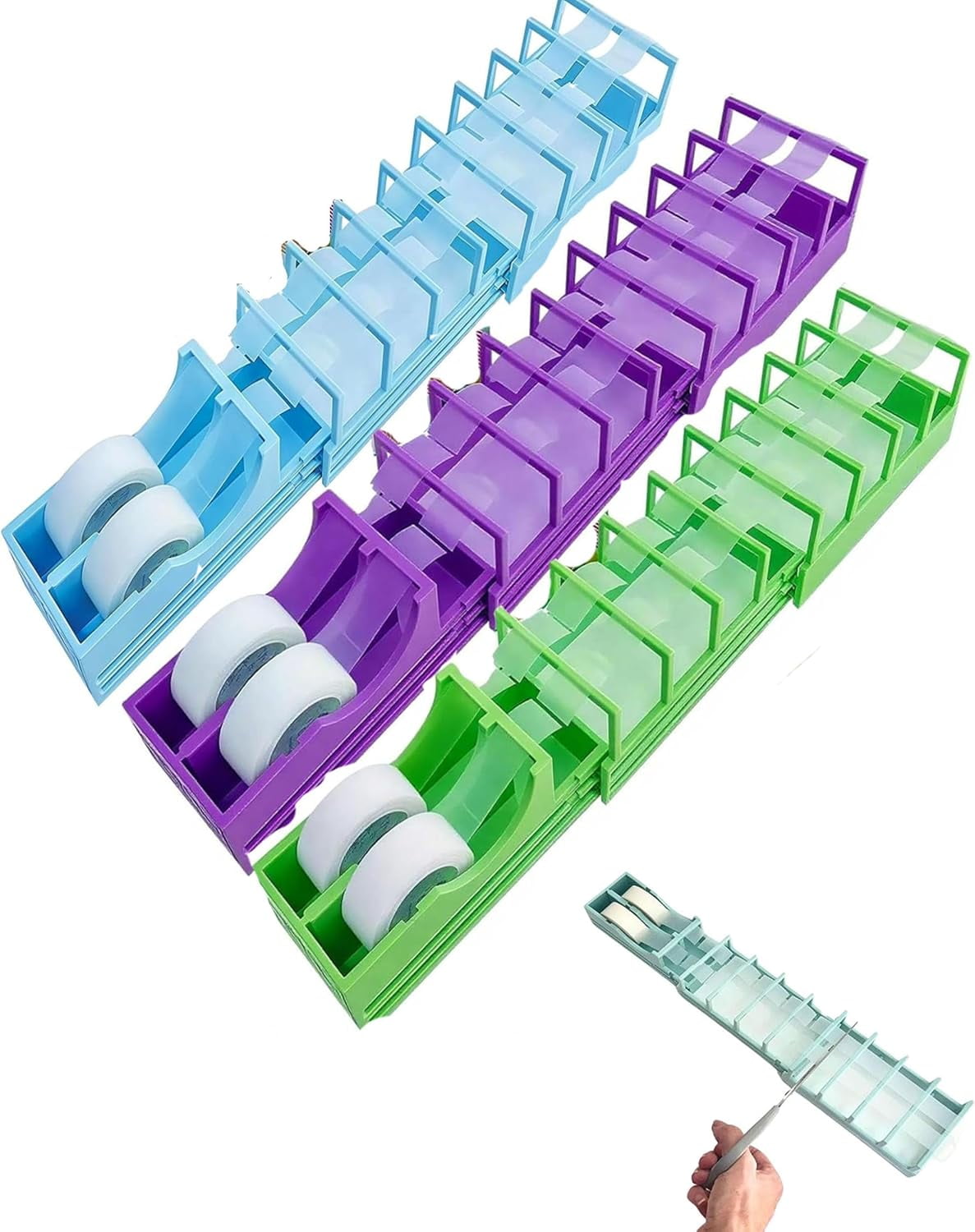 18 Strip Tape Dispenser, Portable Foldable Double Roll Tapes Dispensers ...