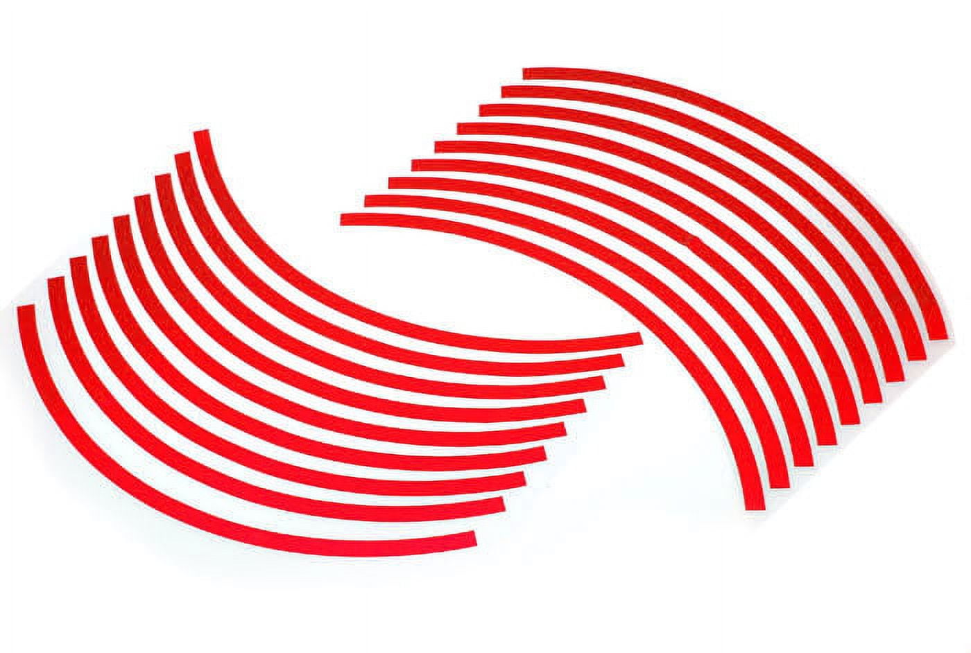 18 Strips Motorcycle Car Wheel Tire Stickers Reflective Rim Tape Red ...