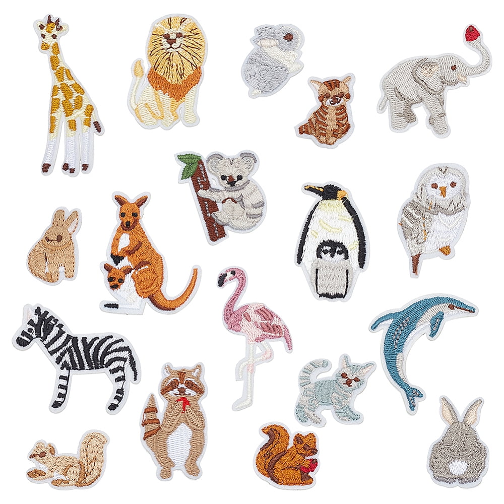 18 Style Animal Embroidered Patches 18pcs Zoo Animals Iron on Patches ...