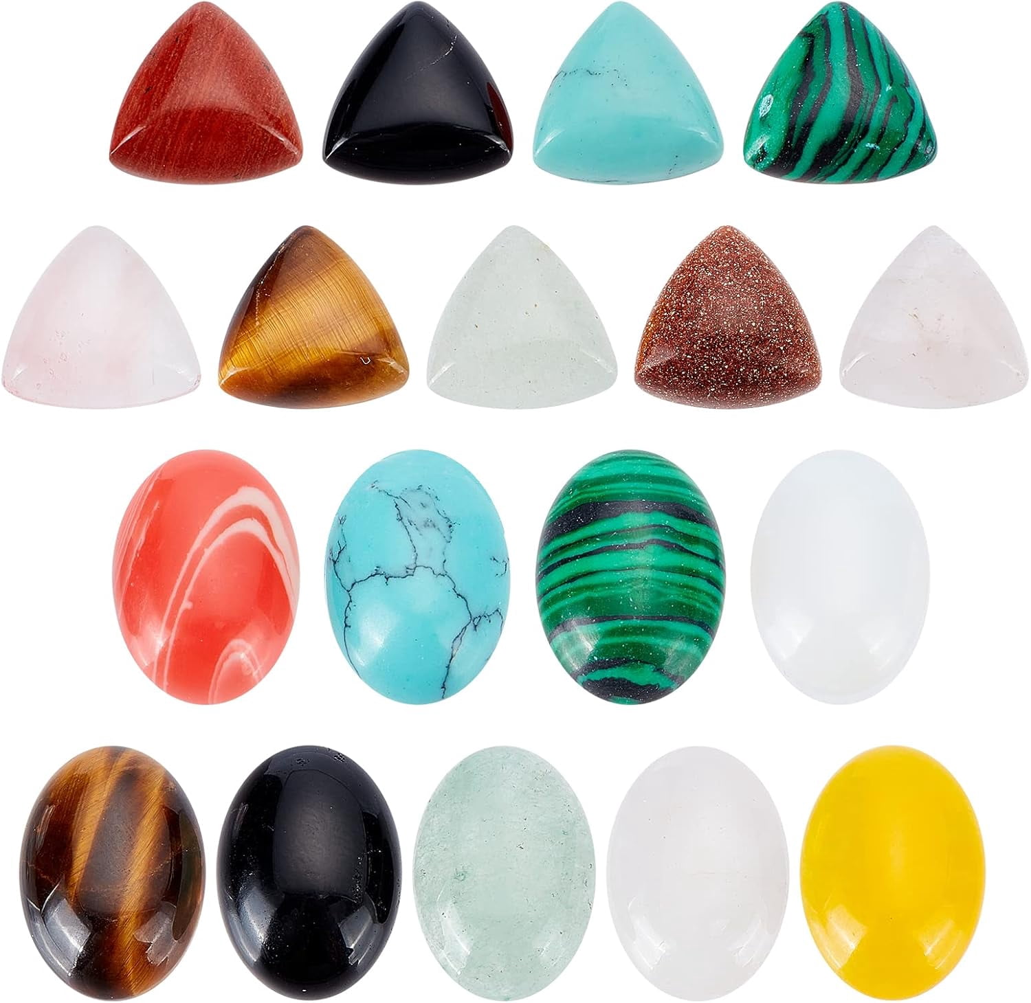 18 Styles Oval Triangle Flatback Gemstone Cabochons Natural Synthetic ...