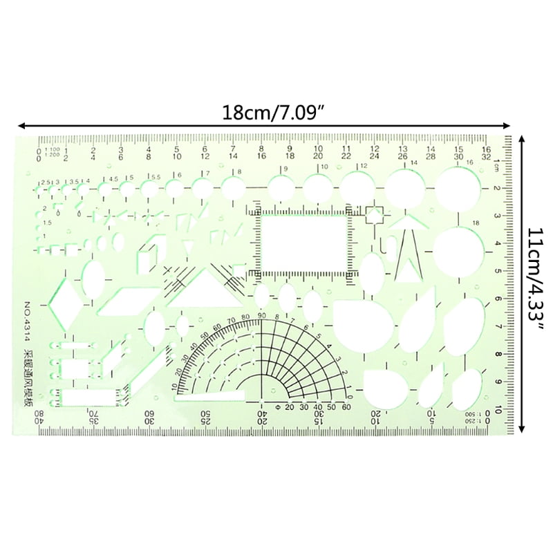 18 Styles rulers Green Plastic Circles Geometric Template Ruler Stencil ...