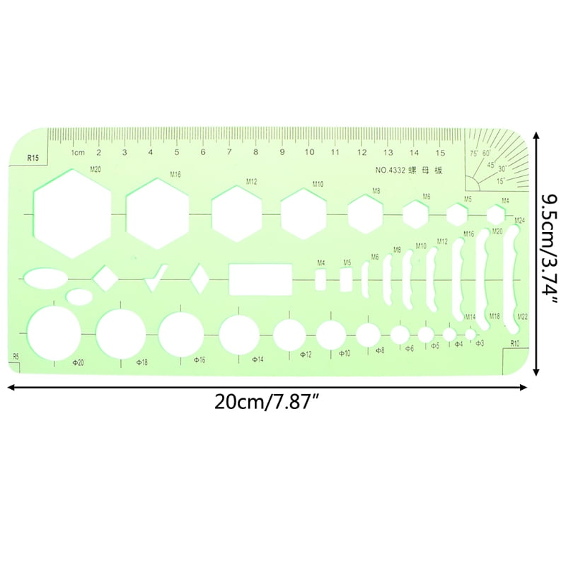 18 Styles rulers Green Plastic Circles Geometric Template Ruler Stencil ...