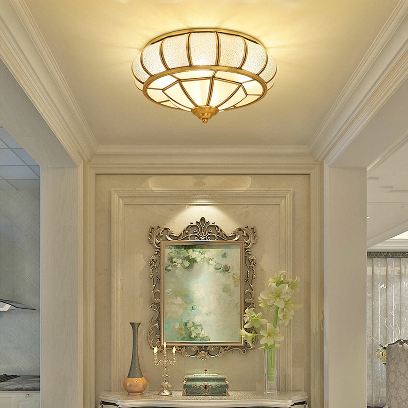 18" Tiffany Modern Ceiling Light Glass Lamp Fixture Celing Chandeliers ...