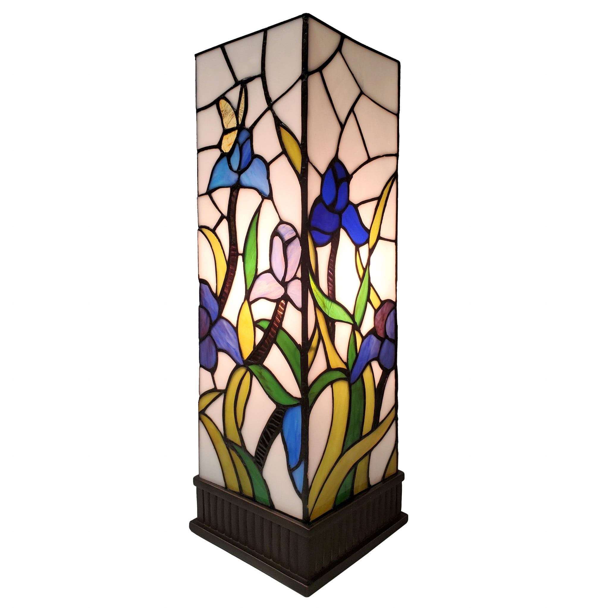 18" Tiffany Style Floral Dark Brown Base Table Lamp - Walmart.com