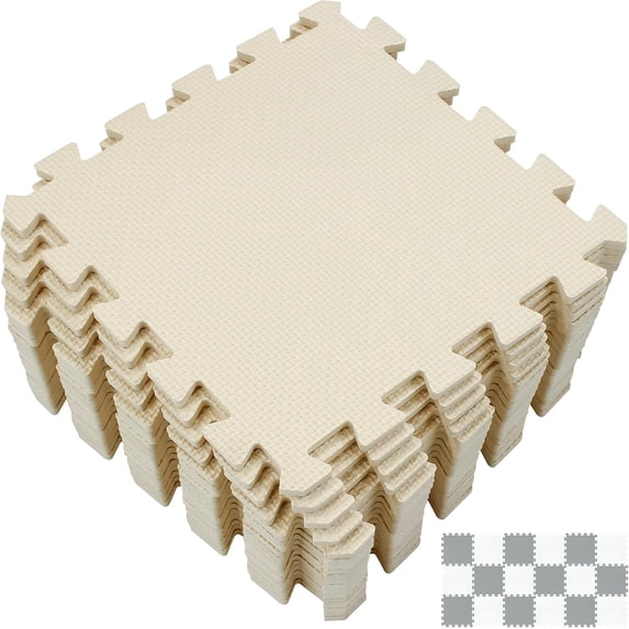18 Tiles Interlocking Puzzle Foam Baby Play Mat with Straight Edges for ...