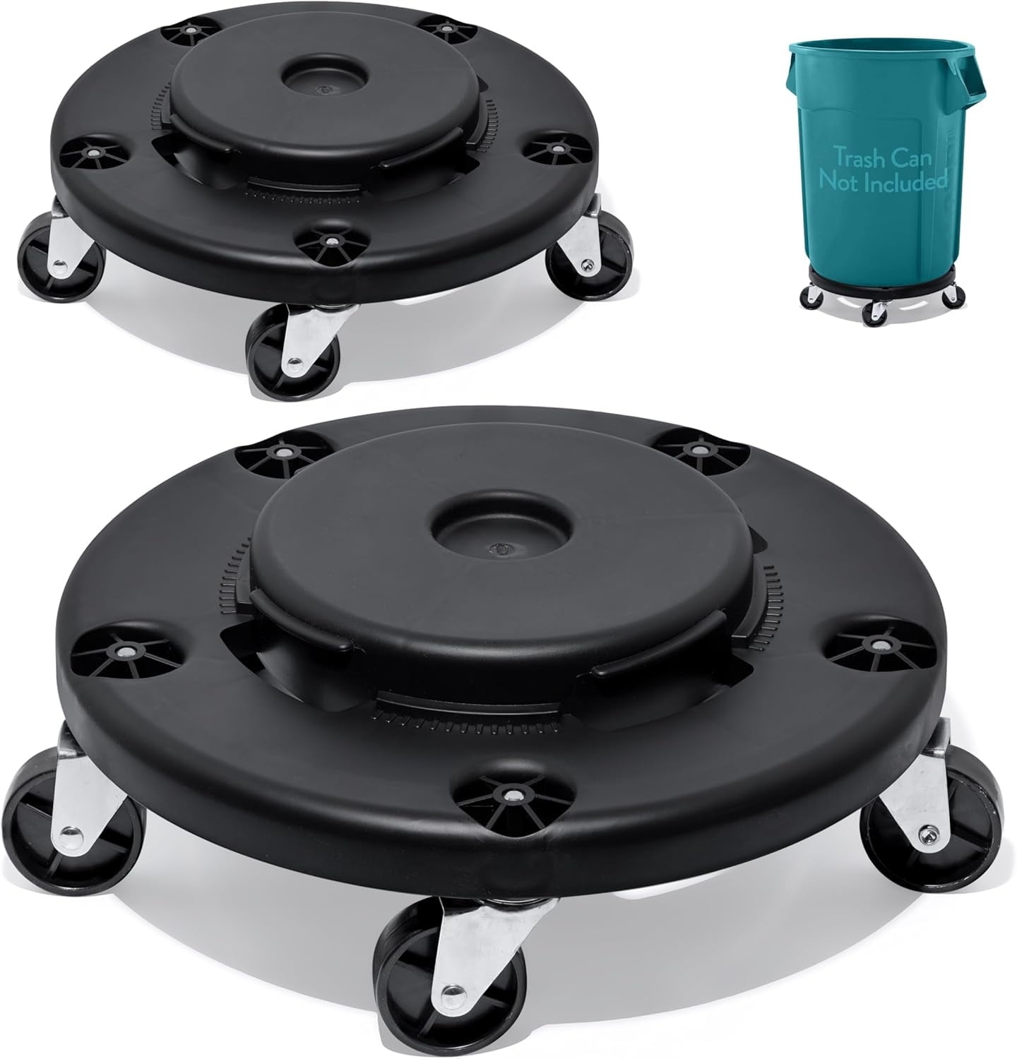 18" Trash Can Dolly - Heavy Duty Trash Can Roller with 5 Swivel Casters ...