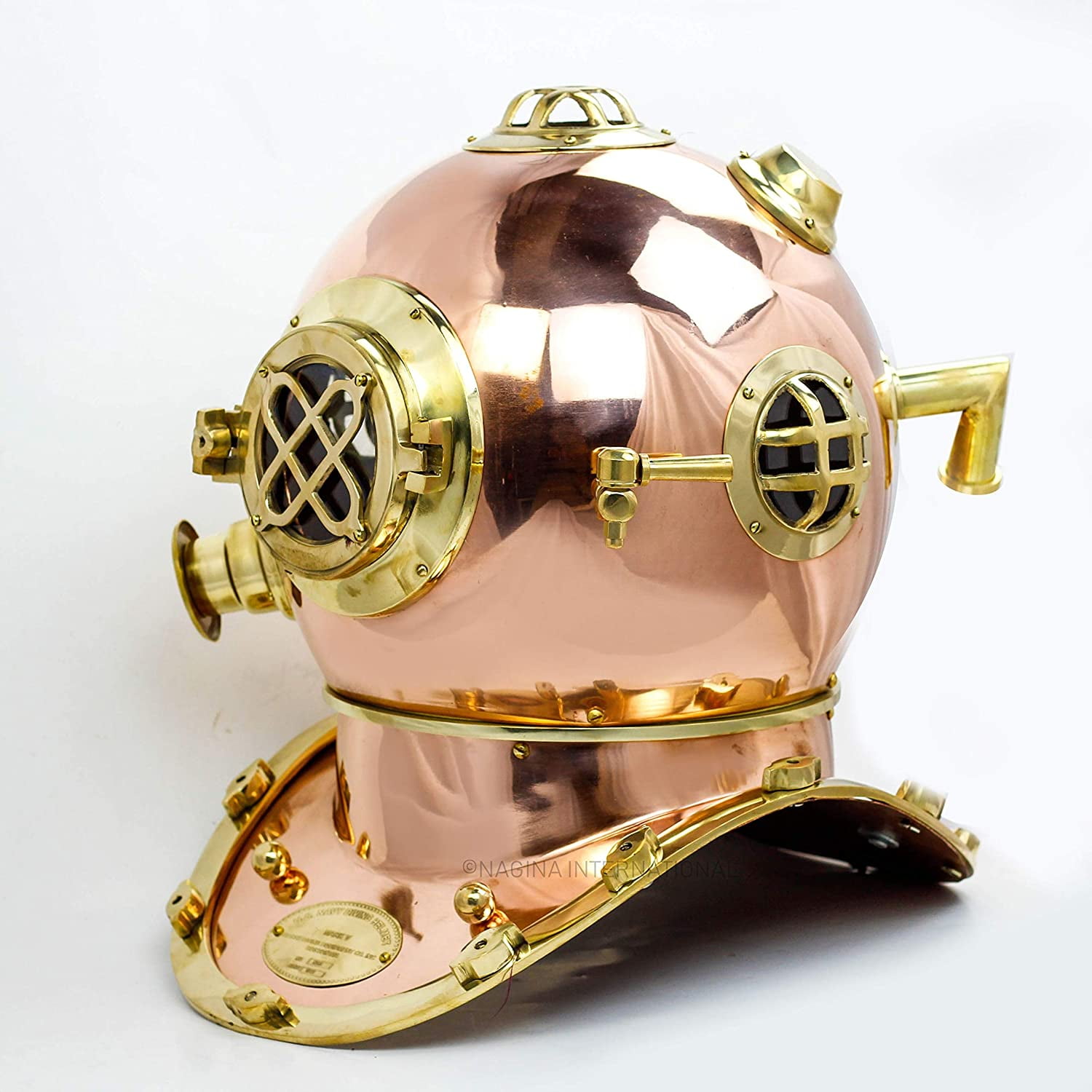 18" U.S Navy Nautical Copper Diver's Diving Helmet | Navy Gift | Nagina ...