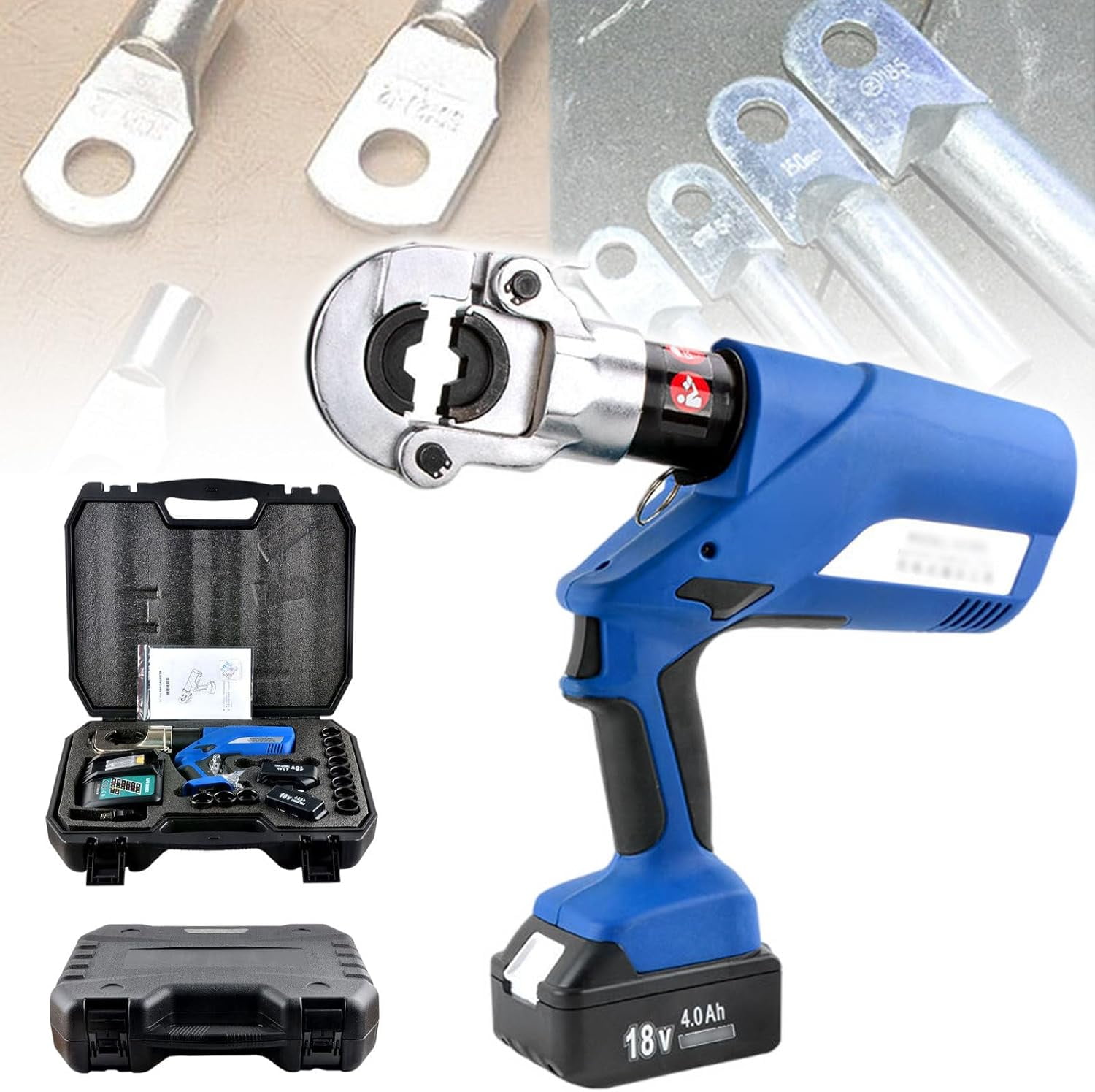 18 V/4 Ah Battery Powered Cable Crimping Tool, Hydraulic Cable Lug ...