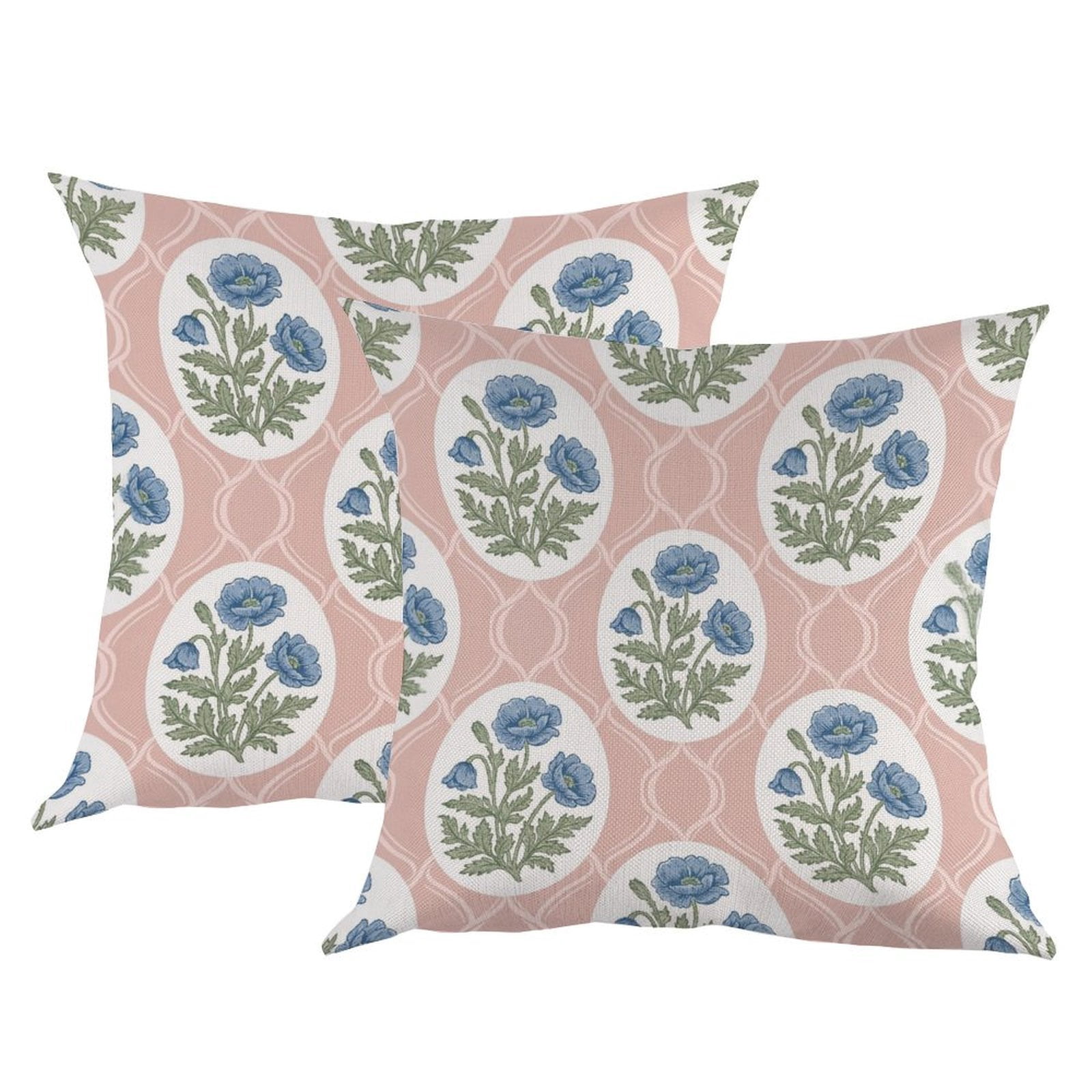 18" Waterproof Cotton Linen Decorative Pillow Covers, Vintage Blue ...