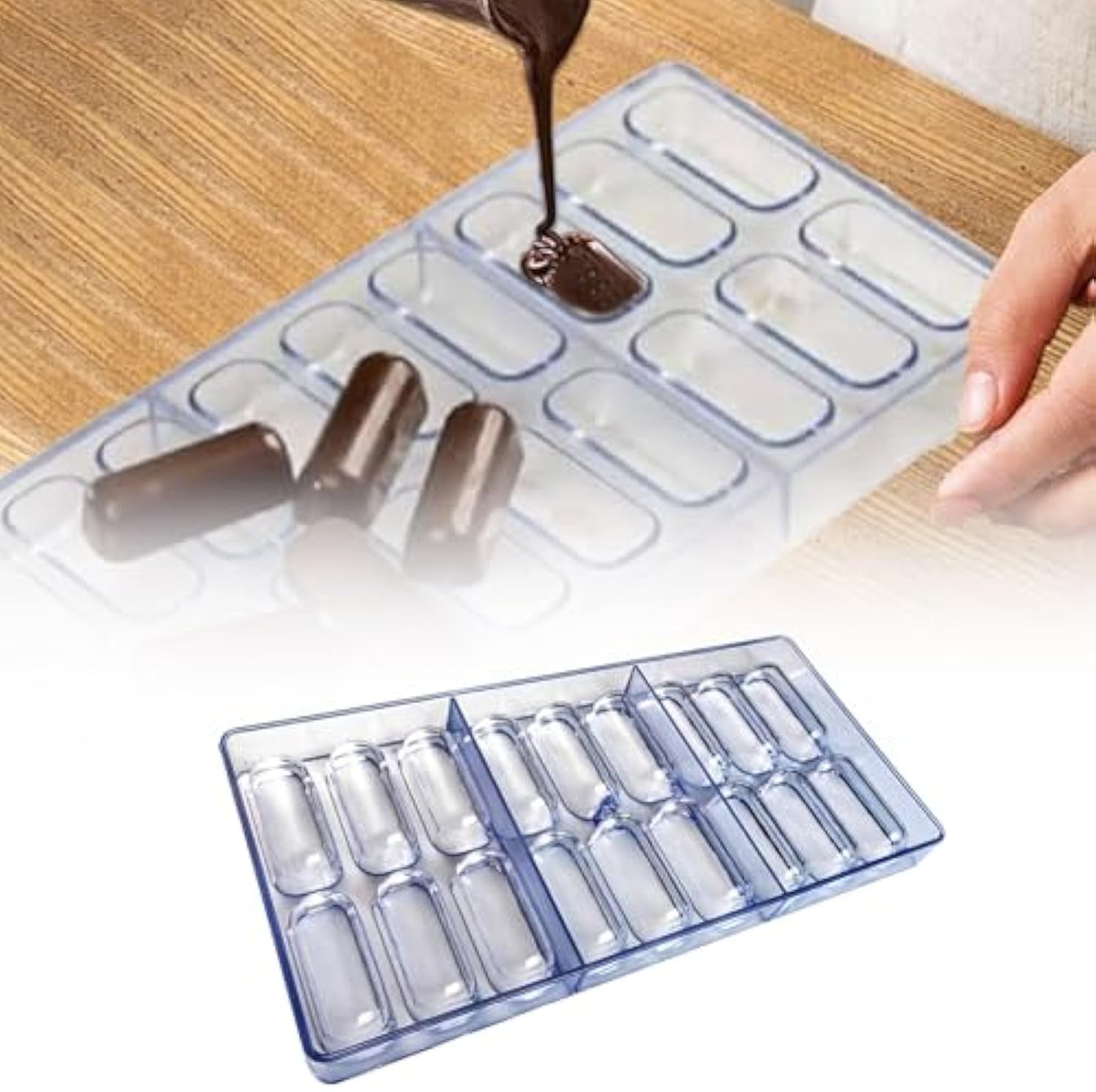 18-Well Oval Chocolate Molds, Plastic Chocolate Mold, Safe Transparent ...