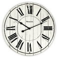 18" White Washed Wood Analog QA Wall Clock with Distressed Finish ...