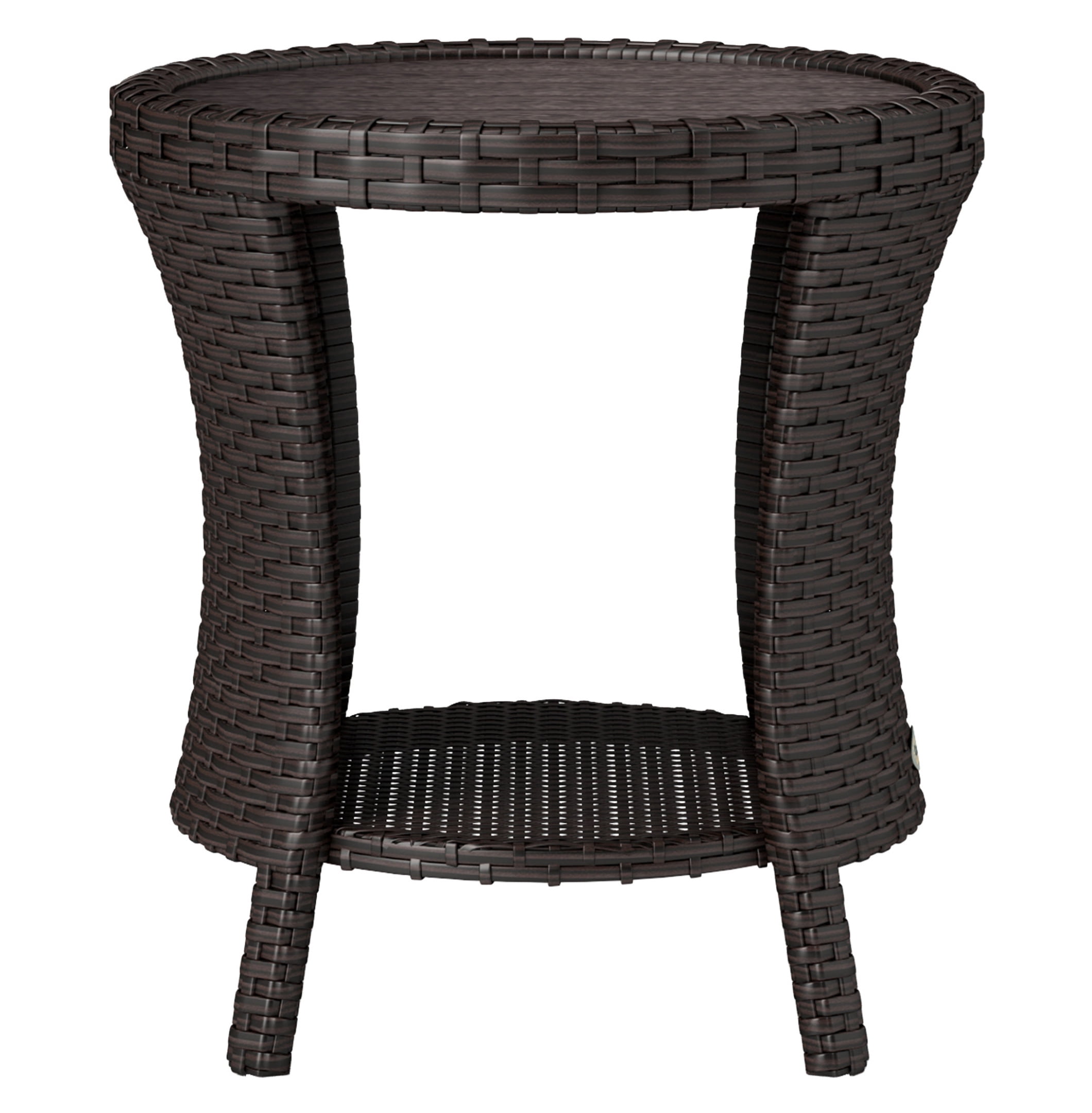 18" Wicker Coffee Table, PE Rattan Patio Side Table, 2-Tier Storage ...