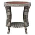 18" Wicker Coffee Table, PE Rattan Patio Side Table, 2-Tier Storage ...
