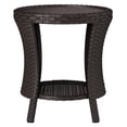 18" Wicker Coffee Table, PE Rattan Patio Side Table, 2-Tier Storage ...