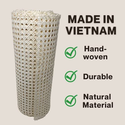 18” Wide Semi-Bleached Rattan Webbing Roll for Caning Projects, Natural ...