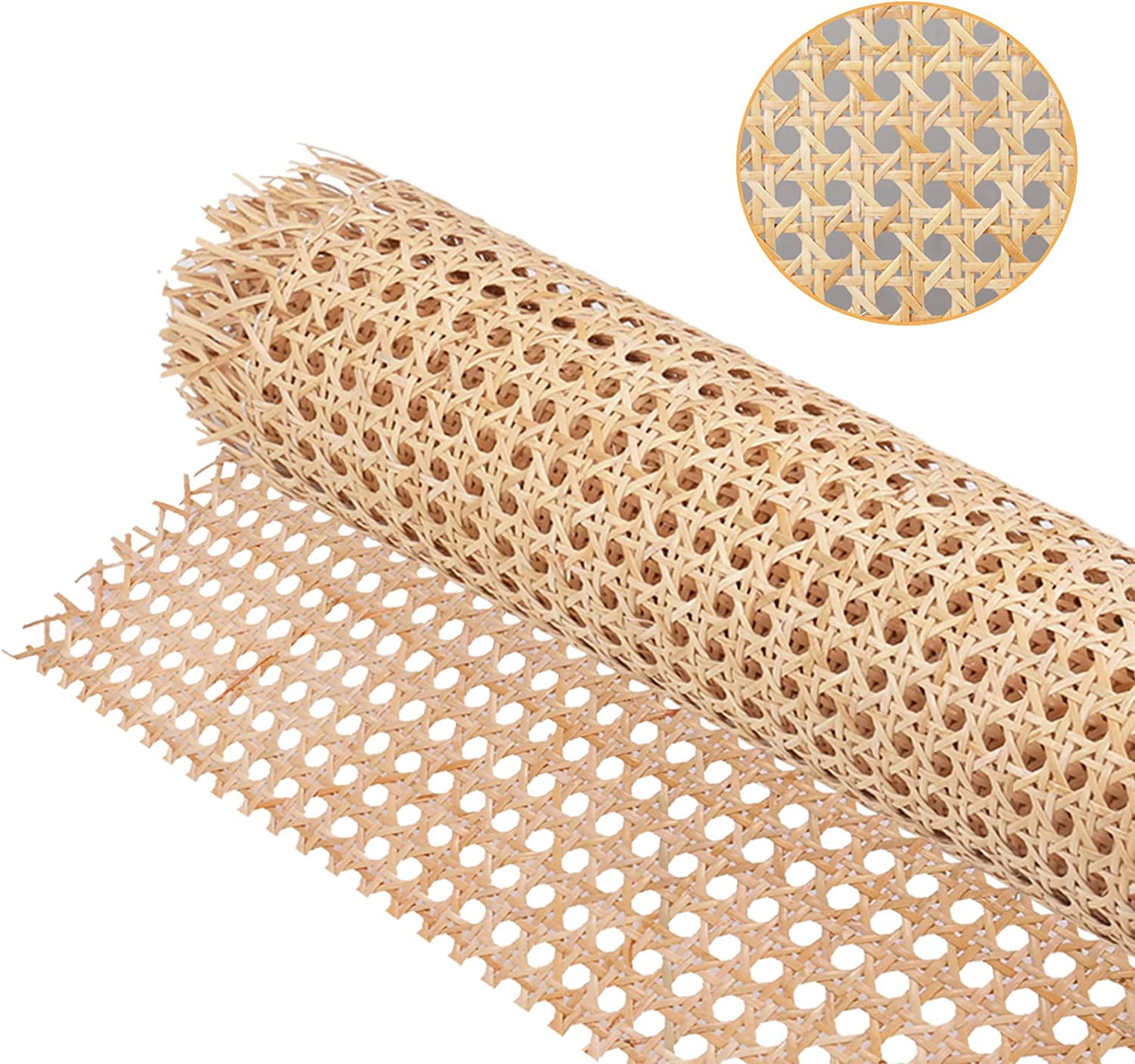 18" Width Cane Webbing 3.3Feet, Natural Rattan Webbing for Caning ...