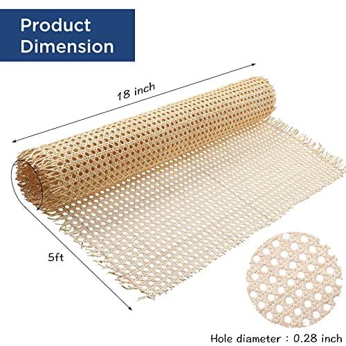 18” Width Cane Webbing Roll 5 Feet, Natural Rattan Webbing for Caning ...