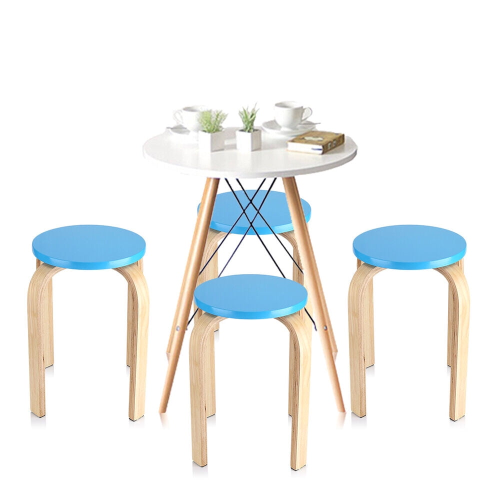 18" Wood Stacking Stool Bar Home Round Dining Chair Backless Wood Décor ...