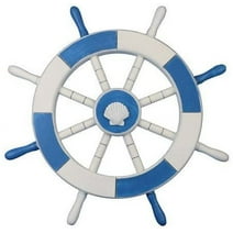 Rustic White Ship Wheel With Seashell 18 in. Decorative Accent ...