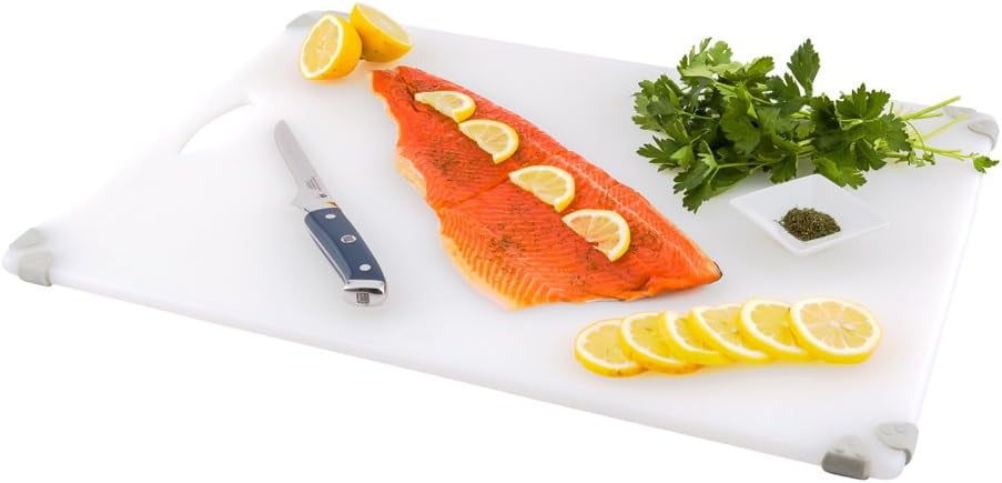 18" X 24" White Durable Plastic Cutting Board with Rubber Corner Grips ...