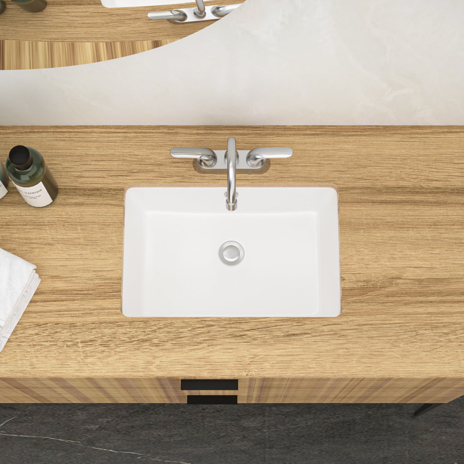 18"X12" White Ceramic Rectangular Undermount Bathroom Sink with ...
