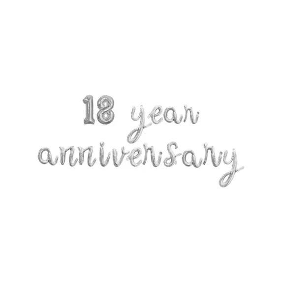 18 YEAR ANNIVERSARY Cursive Letter Balloon Banner - 18th Anniv Party ...