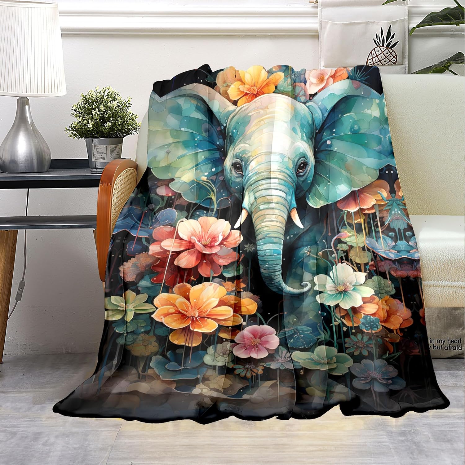 Elephant Throw Blanket Flannel Fleece Blanket for Women Girls Adults ...
