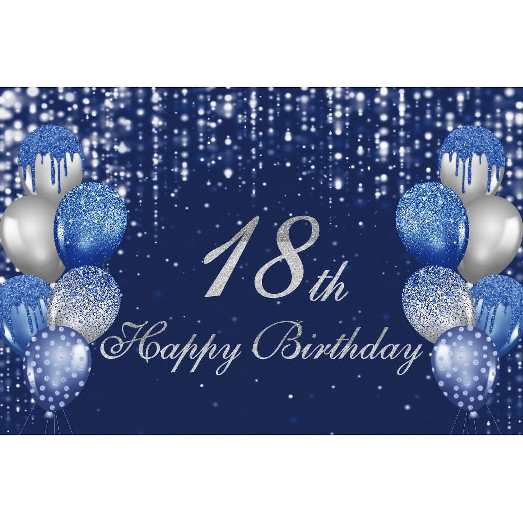 18 Years Old Birthday Party Backdrop Black Gold Glitter Balloon Boys ...