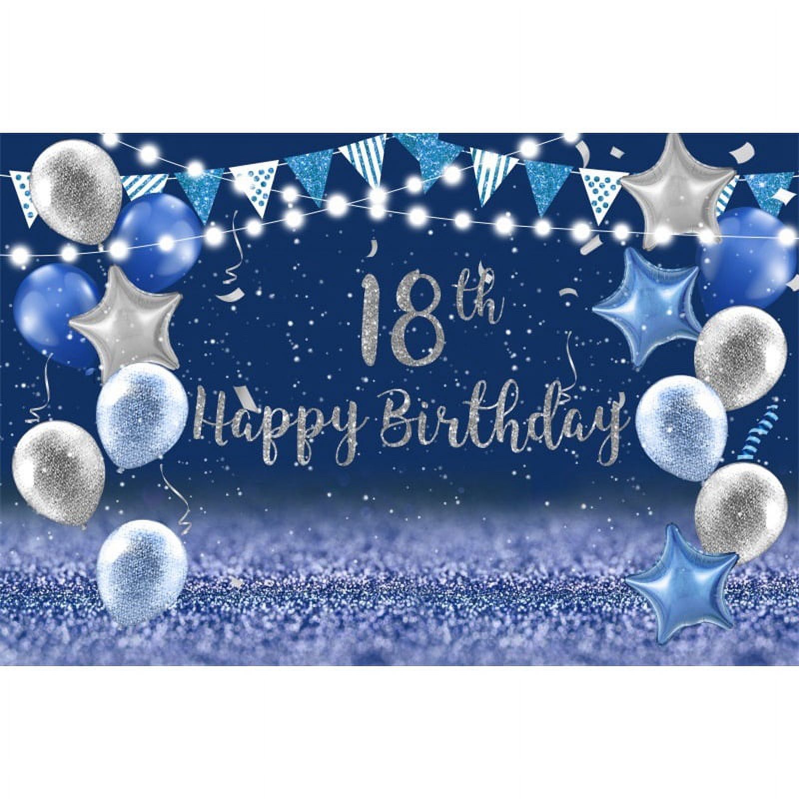 18 Years Old Birthday Party Backdrop Black Gold Glitter Balloon Boys ...