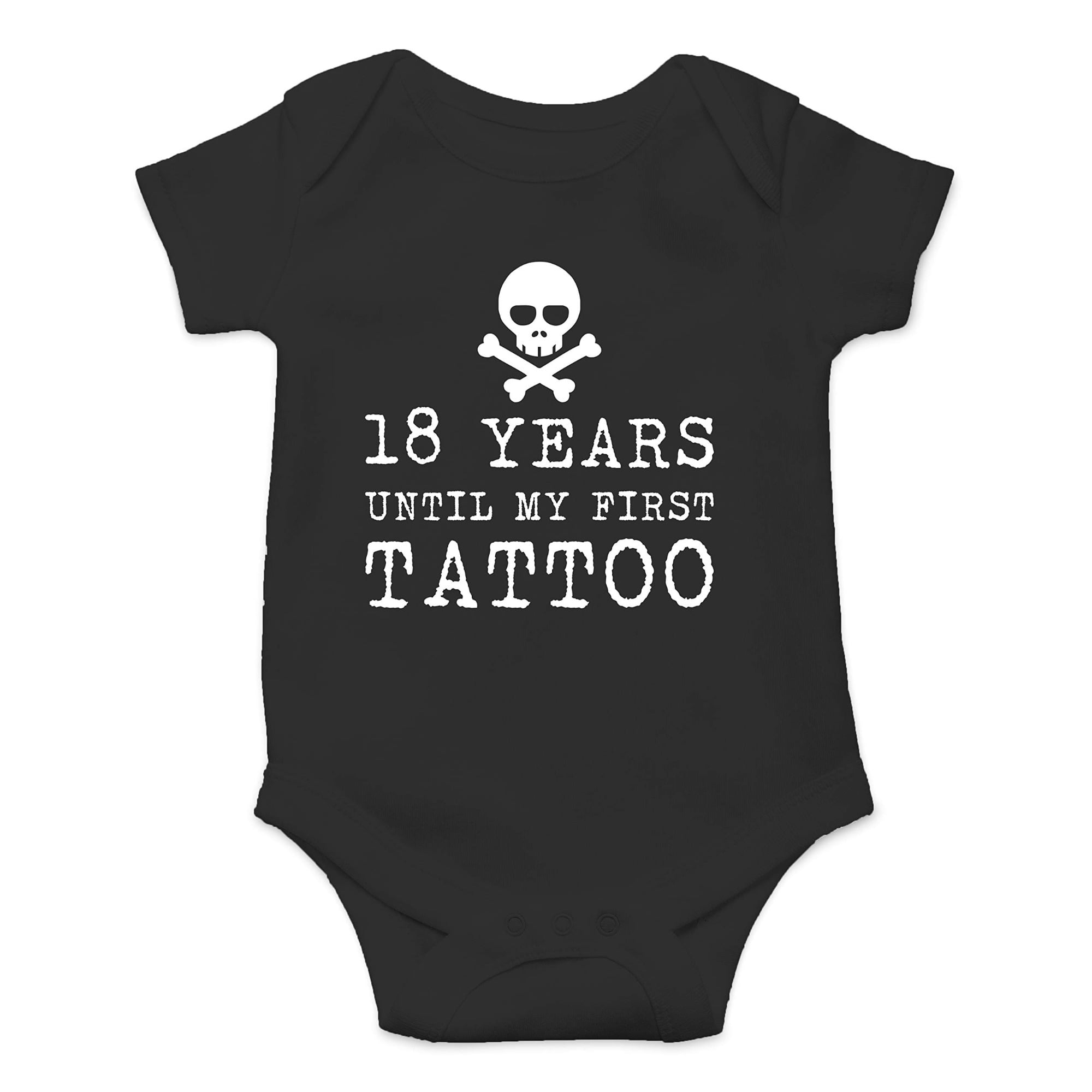 18 Years Until My First Tattoo - Funny Baby Essentials Bodysuit ...