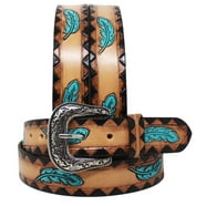 30' Kids Youth 1-1/4" Western Full-Grain Sunflower Tooled Leather Belt ...