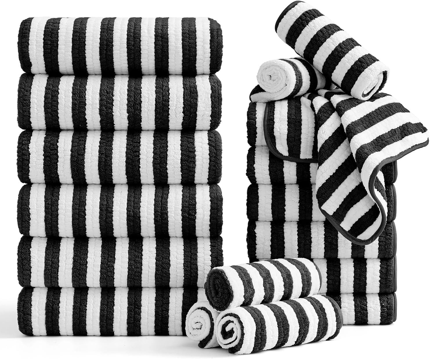 18 count Bath Towel Set, Include 6 Bath Towel Sheets, 6 Hand Towels and ...