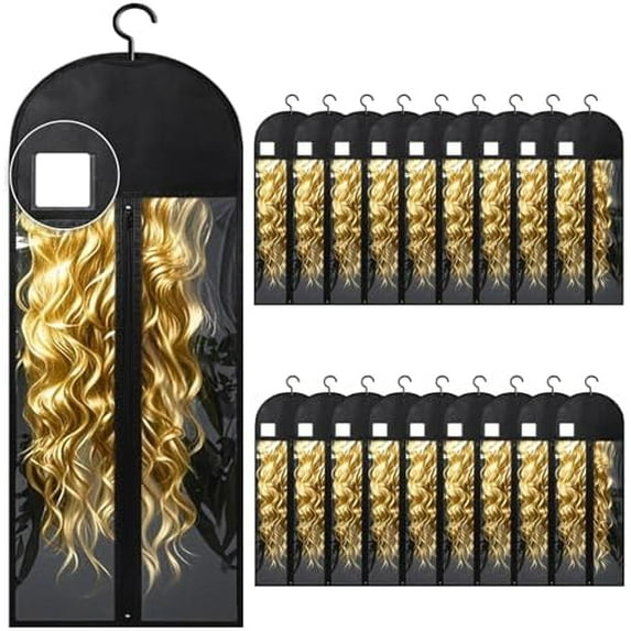 18 count Extra Long Wig Storage Bags with Hanger Hair Extension Wig ...
