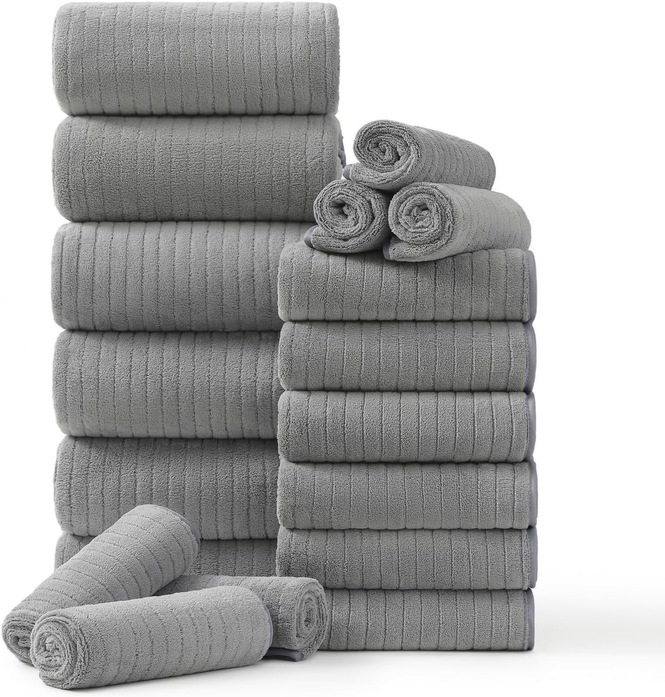 18 count Family Bath Towel Set Include 6 Bath Towels,6 Hand Towels and ...
